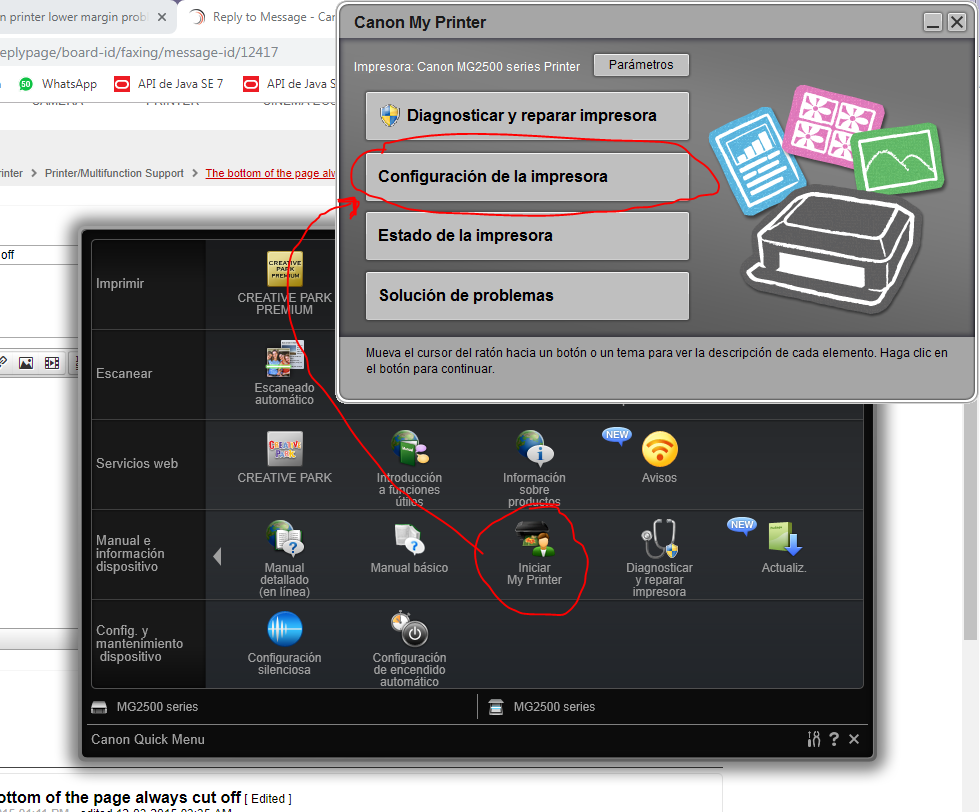 PIXMA MG2500 Series - The bottom of the page alway... - Canon Community