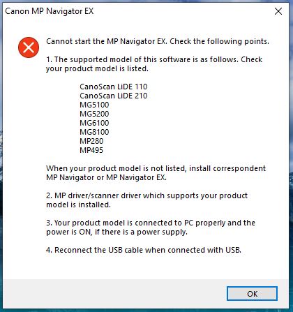 Solved: MP Nav EX 4.03 now showing "Scan failed" - Canon Community