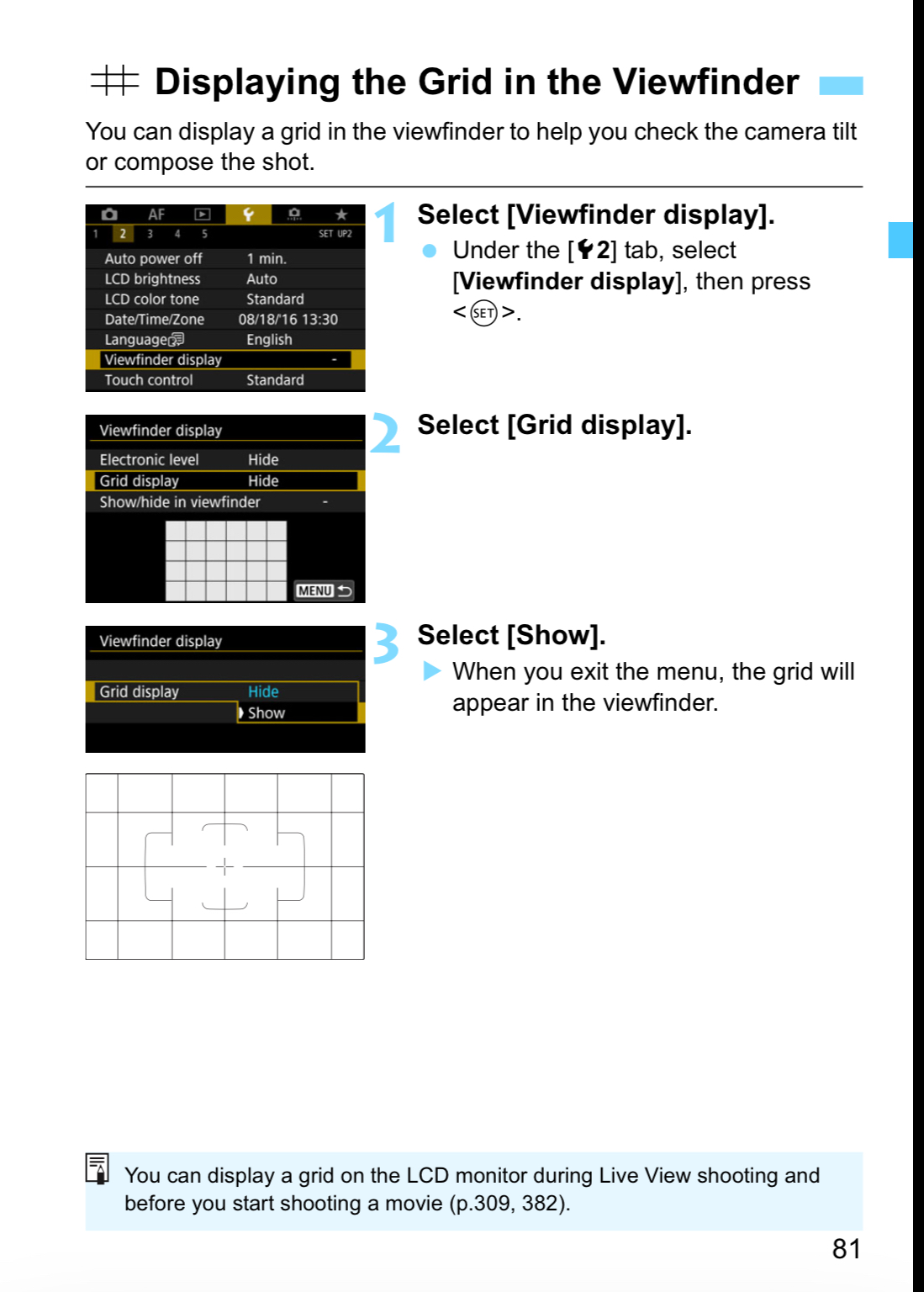 5D4 VF 3x3 Grid lines changed to 6x4 and stuck lik... - Canon Community