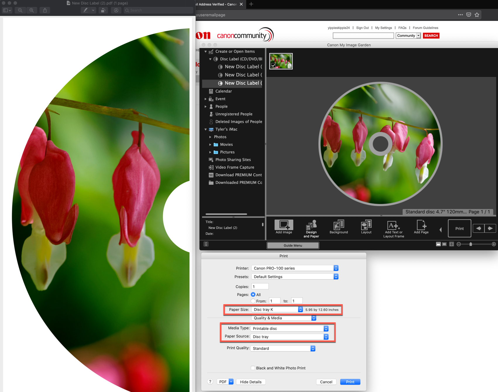 Image Garden Disc Label Printing Half of Disc - Canon Community