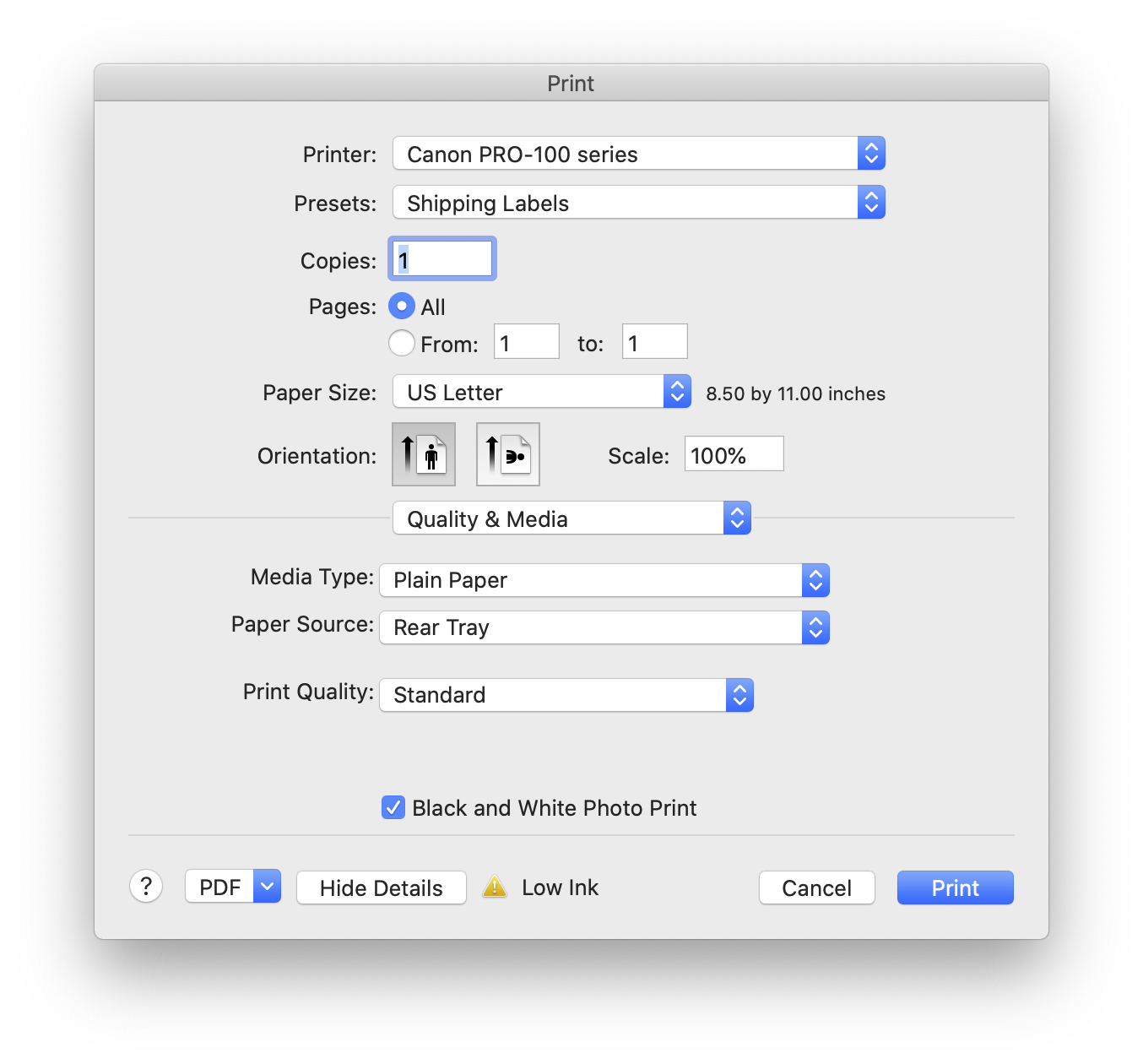 Pixma Pro-100 driver features missing? - Canon Community