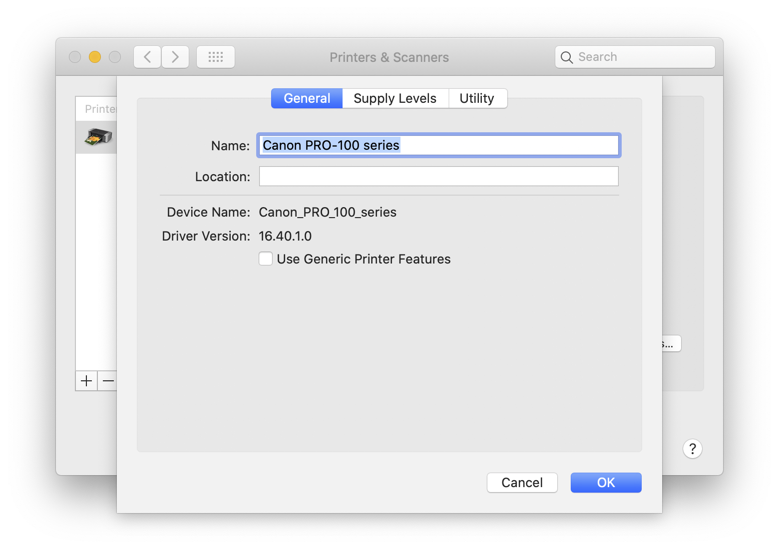 Pixma Pro-100 driver features missing? - Canon Community