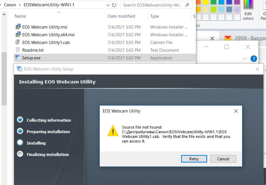 Solved: EOS Webcam Utility1.cab not found - Canon Community
