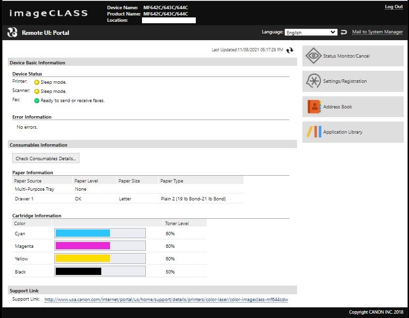TONER STATUS INDICATOR - Canon Community