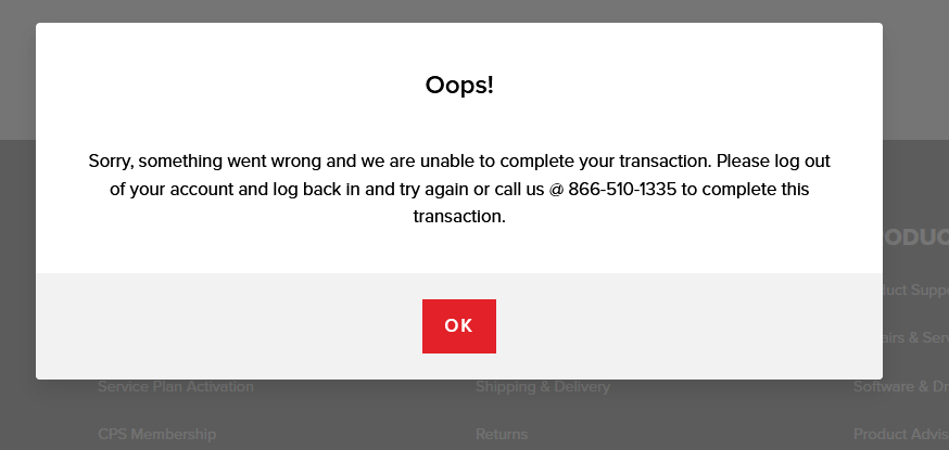 Cannot Schedule/Pay for Maintenance via Canon Supp... - Canon Community