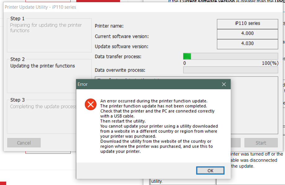 Pixma iP110 starts up then shuts itself off - Canon Community