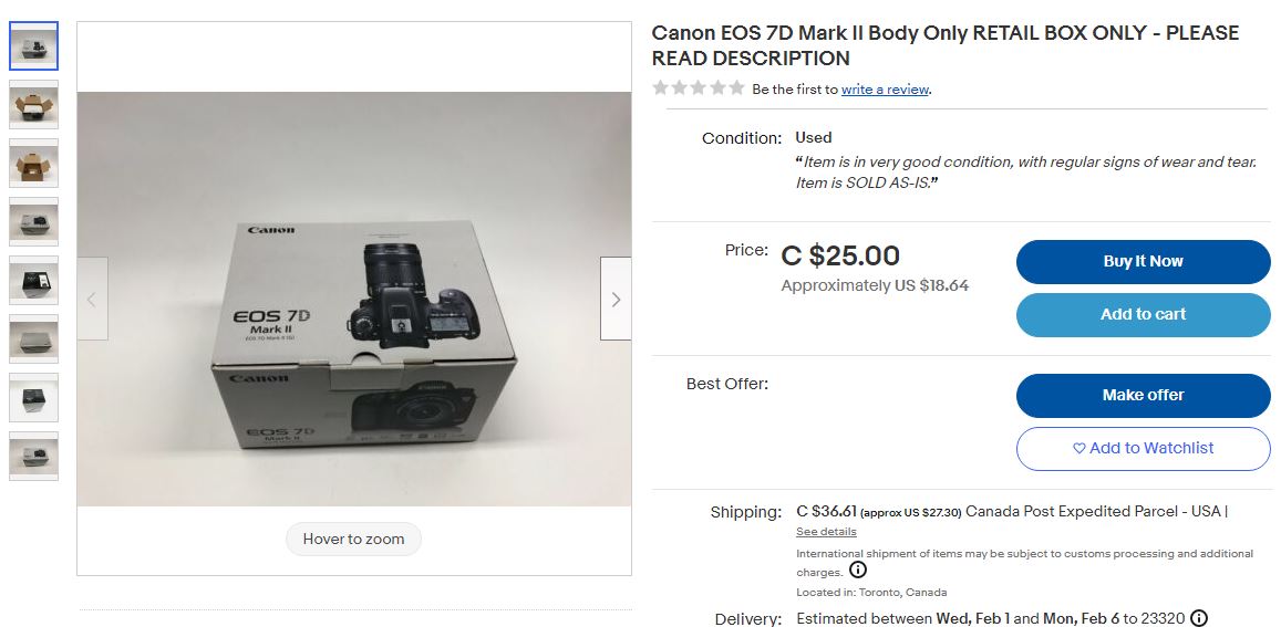 Need a 7D Mark ll Box in nice shape? Any ideas? - Canon Community