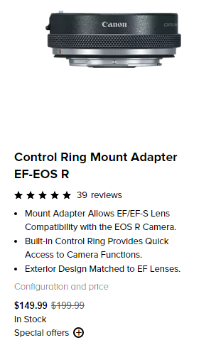 Canon Control Ring Adapter - On Sale - Canon USA - Canon Community