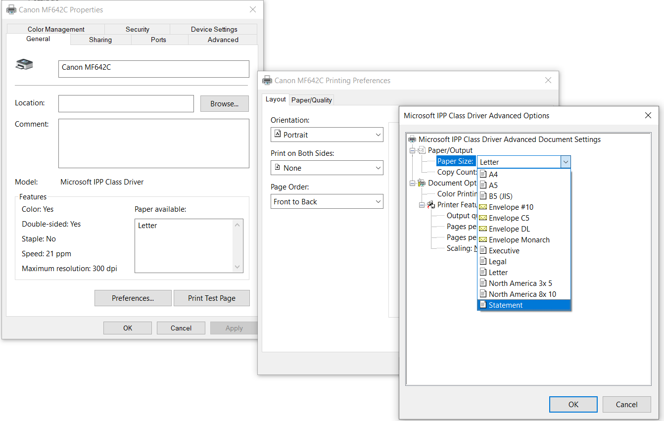 imageCLASS MF642Cdw Custom page setup - Canon Community