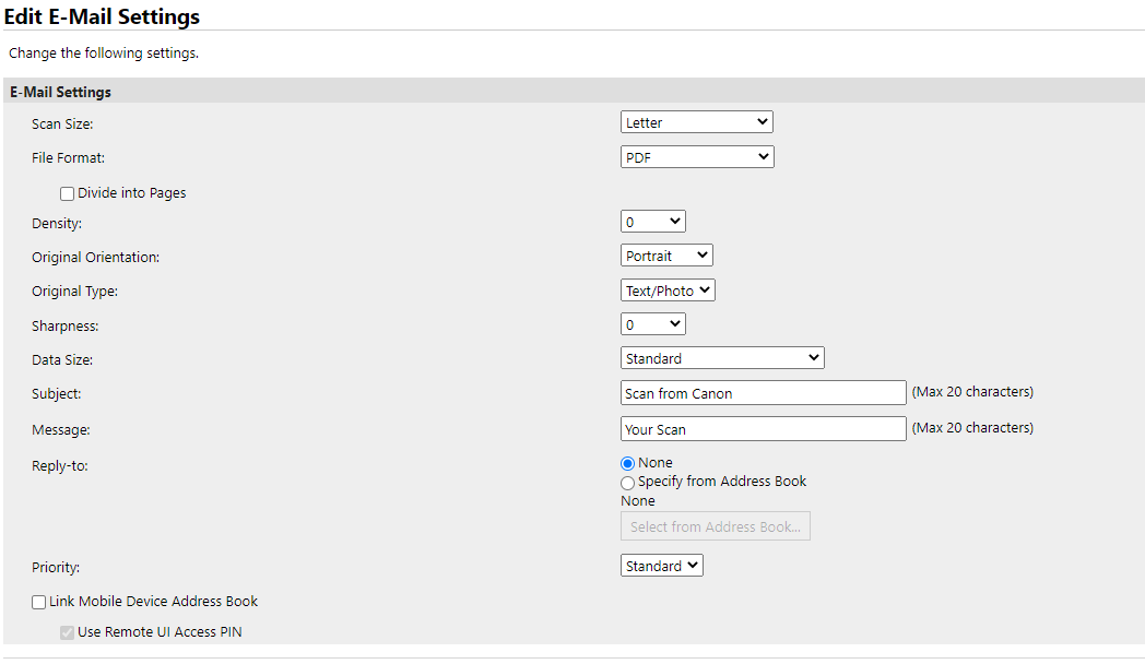 Solved: MF654Cdw Email Subject Line Blank - Canon Community