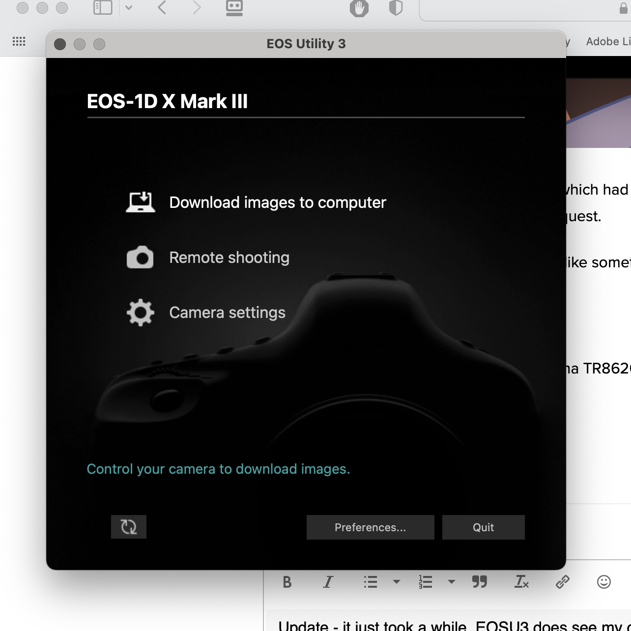 Canon EOS utility does not work with my Mac Ventur... - Canon Community
