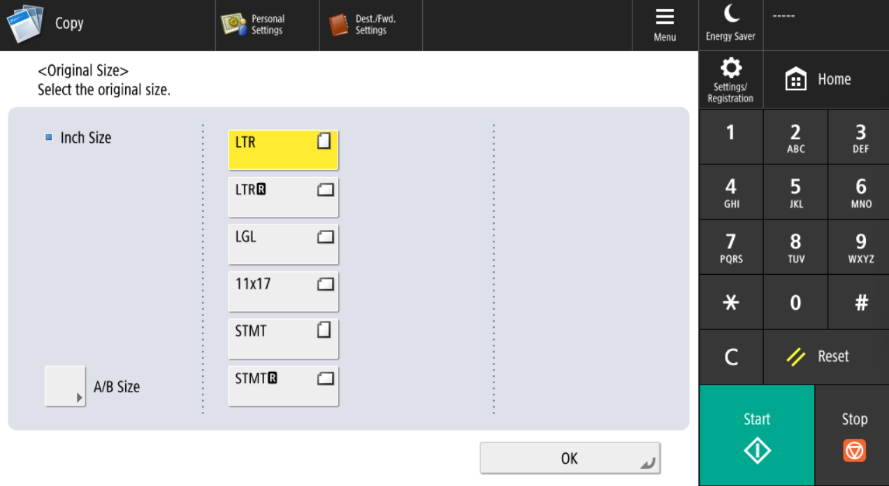 iRA DX series: Copy/Scan prompt for: "Select the O... - Canon Community