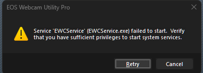 privileges/content blocked and EOS webcam util not... - Canon Community