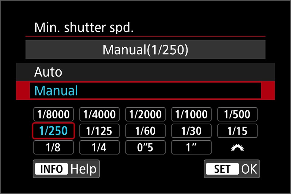 Solved: Minimum shutter speed setting - Aperture priority ... - Canon Community