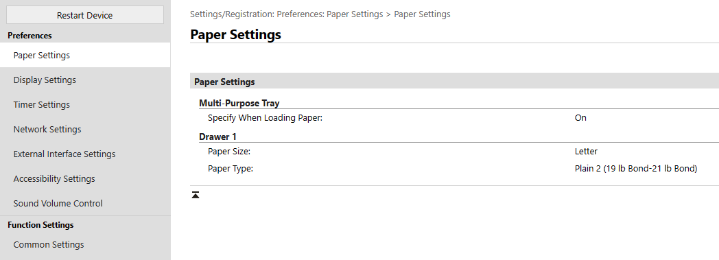 ImageCLASS MF656Cdw paper/tray settings present co... - Canon Community