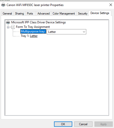 ImageCLASS MF656Cdw paper/tray settings present co... - Canon Community