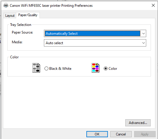 ImageCLASS MF656Cdw paper/tray settings present co... - Canon Community