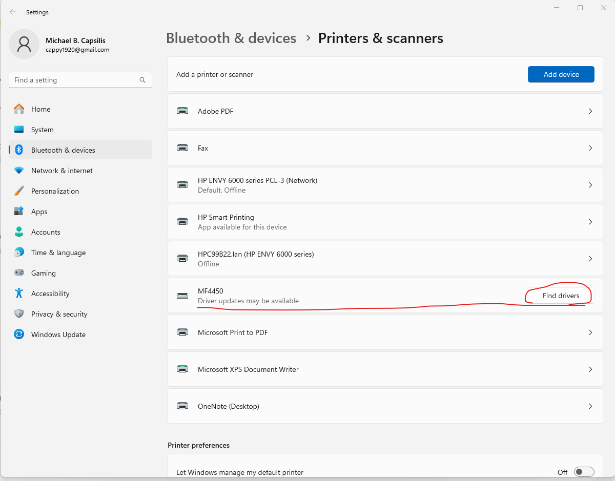 Windows 11 won't recognize imageCLASS MF4450 - Canon Community
