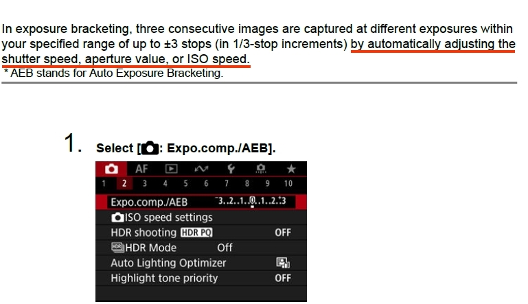 EOS R8 How to change shutter speed during AEB - Canon Community