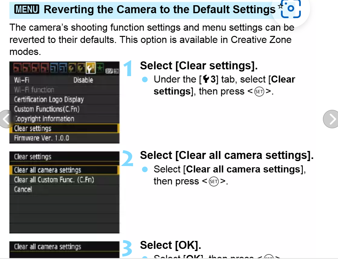 EOS 4000D doesn't display reset options - Canon Community