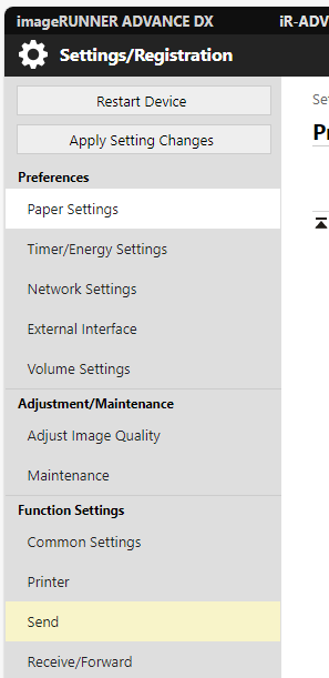 Changing sender address for scan and send to email... - Canon Community
