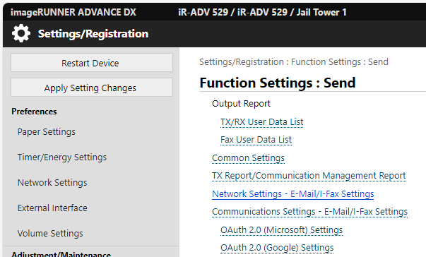 Changing sender address for scan and send to email... - Canon Community