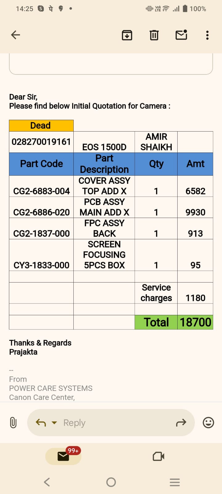₹18K repair bill for dead EOS 1500D - Canon Community