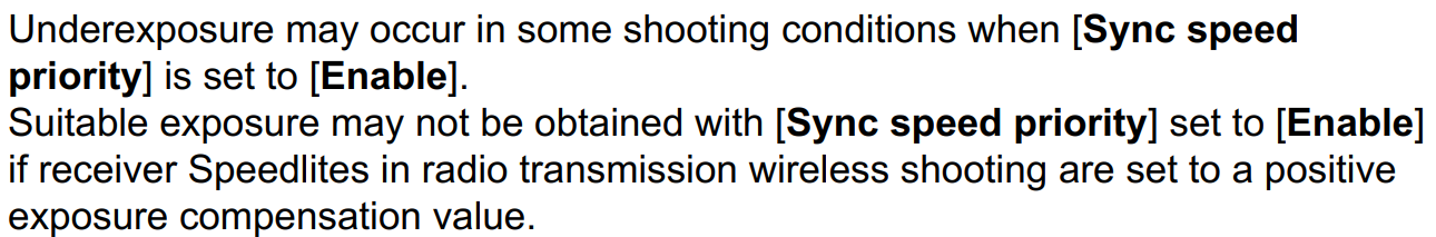 Sync speed priority - what does it do? - Canon Community