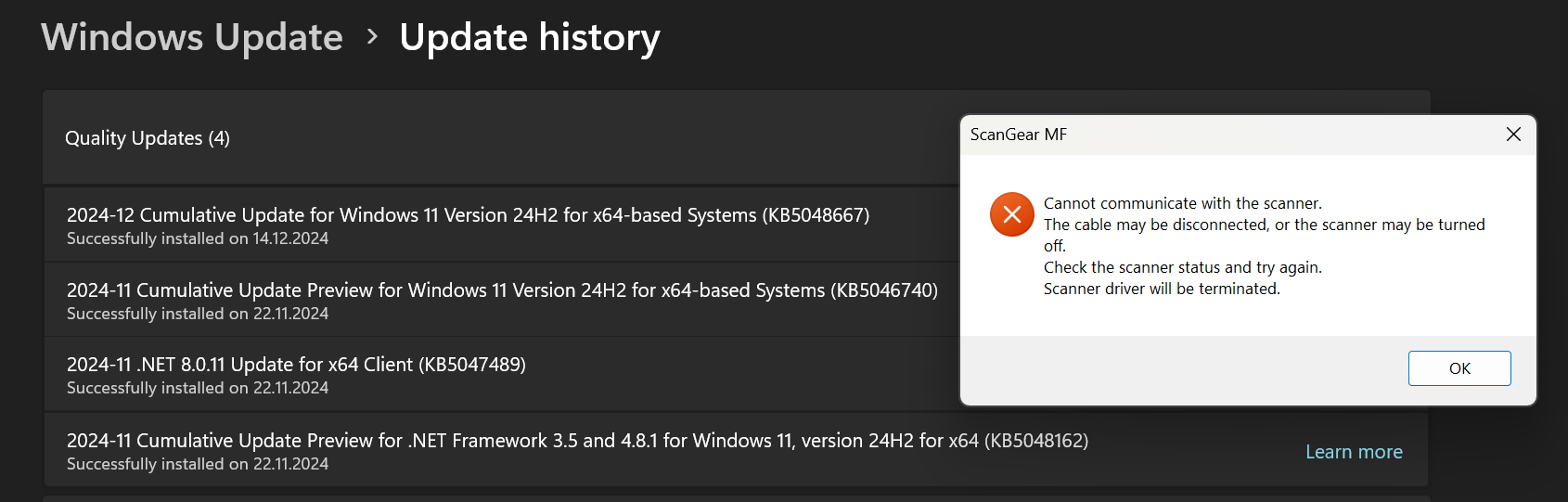 Microsoft Releases Fix For Scanning Issues After W... - Canon Community