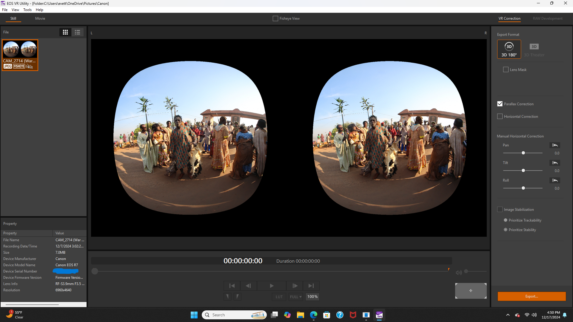 Solved: Creating an equirectangular image of a still in Ca... - Canon ...