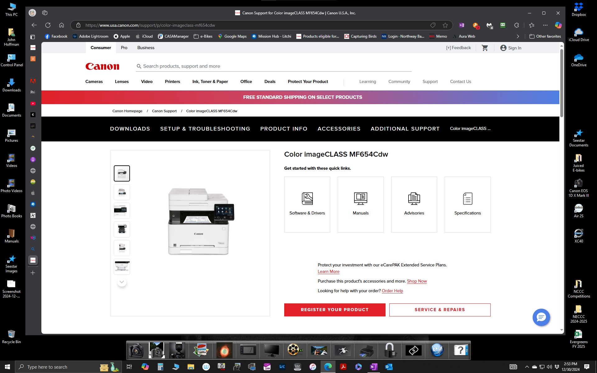 imageCLASS MF654Cdw registration won't accept seri... - Canon Community