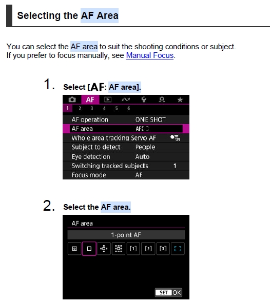 Canon E6 Mark II - set and KEEP center focus? - Canon Community