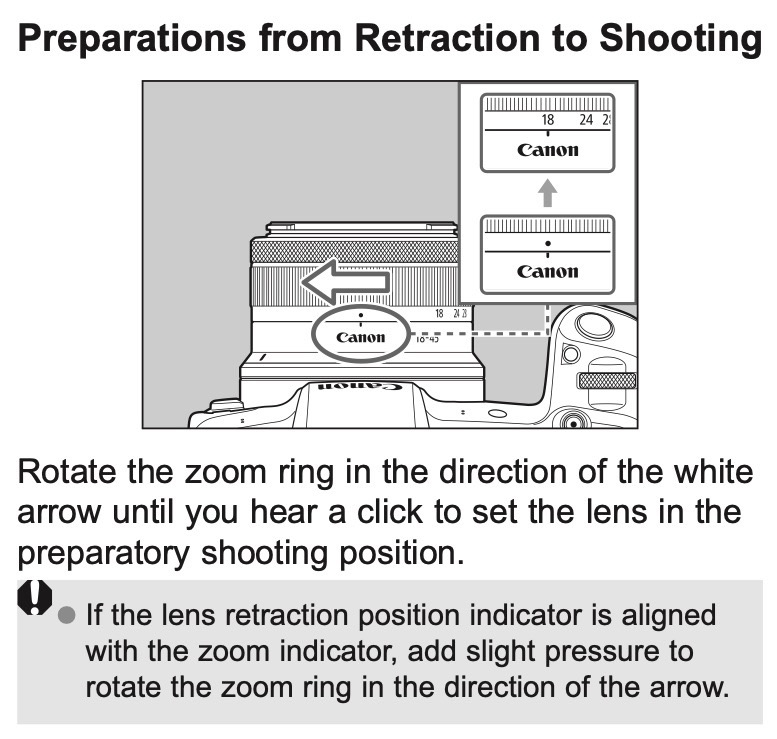 RF 18-45mm lens won't extend/retract when camera i... - Canon Community