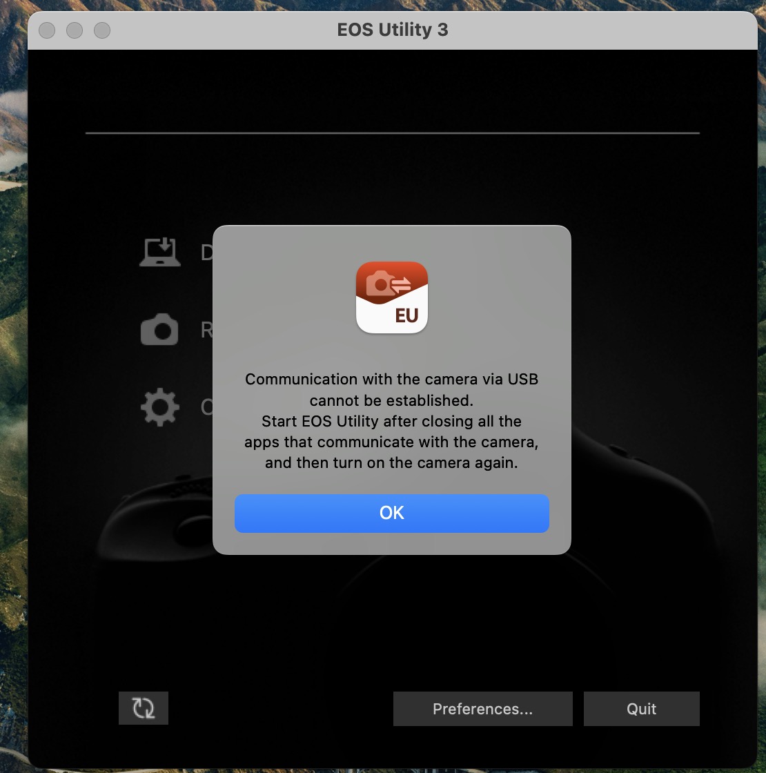 EOS Utility 3 turning camera on and off, constant ... - Canon Community