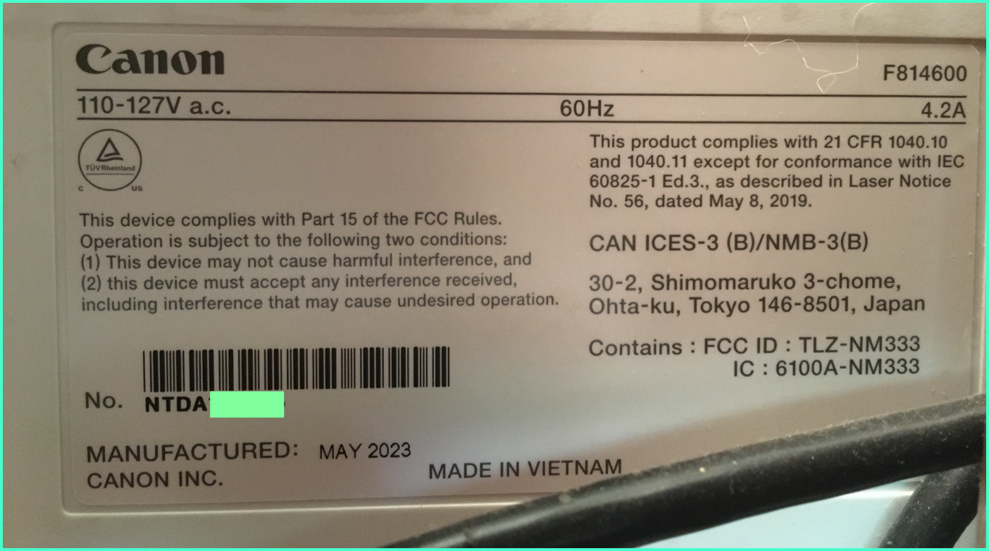 Solved: Serial Number for LBP623Cdw - Canon Community