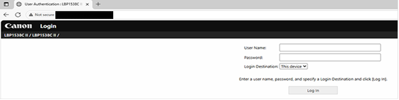 Can't setup login for WebUI on imageCLASS X LBP153... - Canon Community