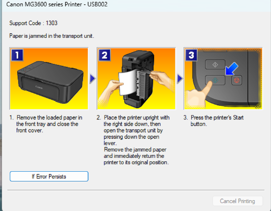 Solved: PIXMA TS3520 Paper jam notice error - Canon Community
