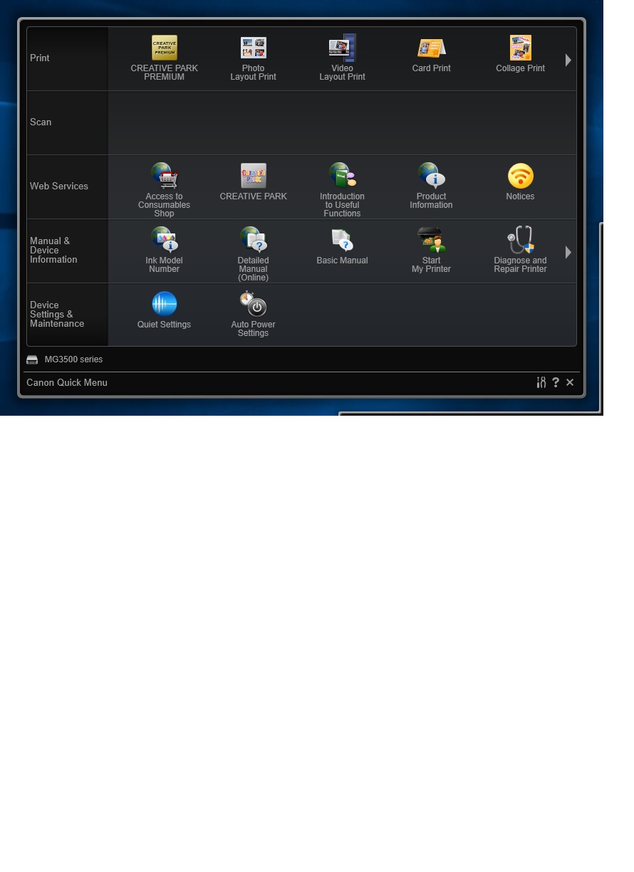 No Scan Option on Quick Menu GUI for my MG3570 pri... - Canon Community